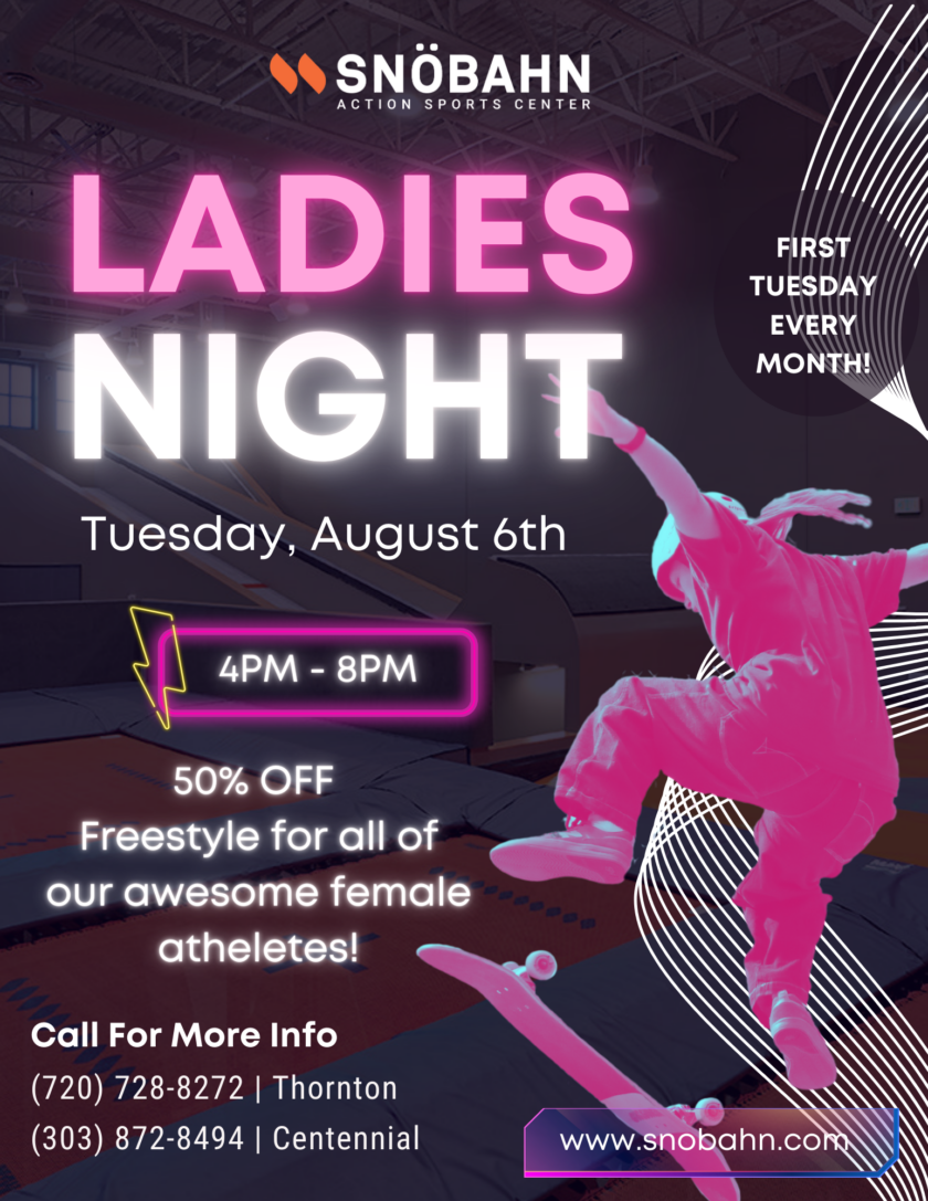 Ladies Night – 50% off Freestyle for female athletes! - SNOBAHN