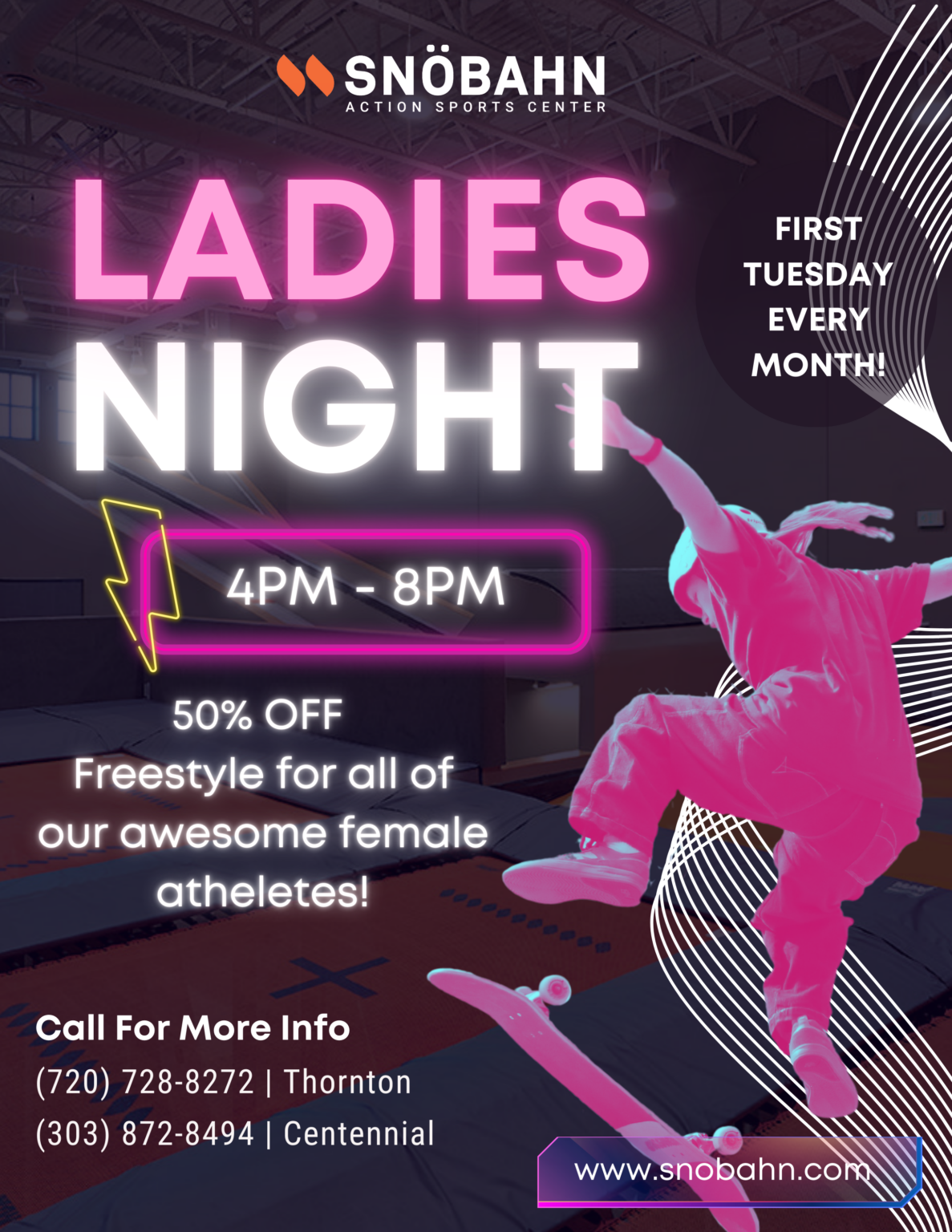 Ladies Night – 50% off Freestyle for female athletes! - SNOBAHN